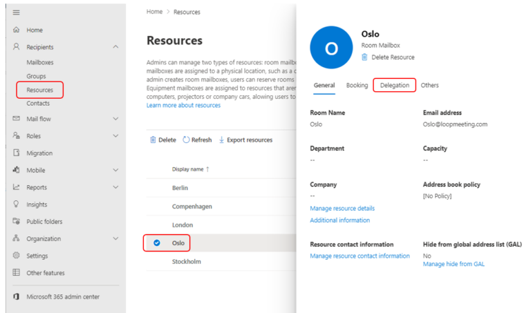 Create MS365 Service account (RoomConfig portal) - Loop24